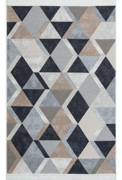 Eko Halı Arya Ar 10 Beige Bej Siyah Yıkanabilir Pamuk Etnik Kilim cm