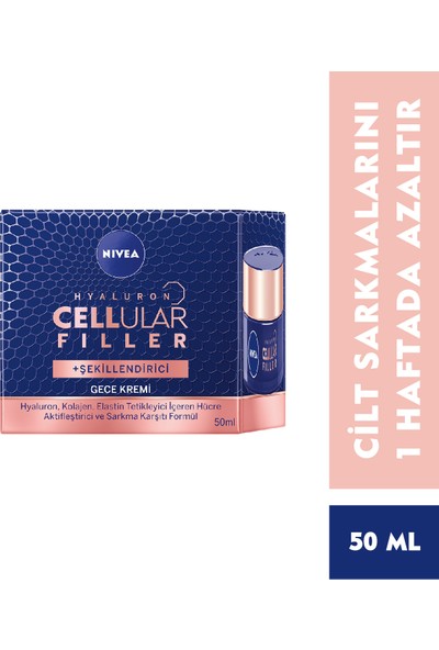 Nivea Hyaluron Cellular Filler + Şekillendirici Yaşlanma Karşıtı Gece Kremi 50 ml Nivea Hyaluron Cellular Filler + Şekillendirici Yaşlanma Karşıtı Gece Kremi 50 ml