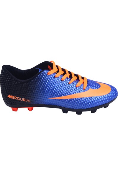Walked 401 Km Krampon Çim Erkek Futbol Spor Ayakkabı Mavi Turuncu