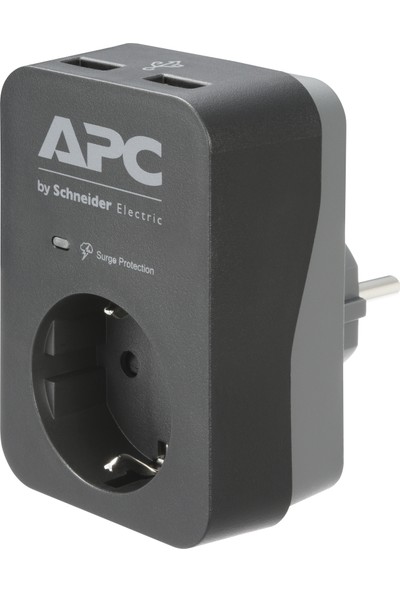 Schneider Electric APC Tekli Akım Korumalı Priz + 2 USB Hızlı Şarj, PME1WU2B-GR