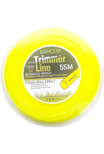 Bahçem Trimmer Line Yuvarlak Misina 3.0 mm 55 mt Bahçem Trimmer Line Yuvarlak Misina 3.0 mm 55 mt