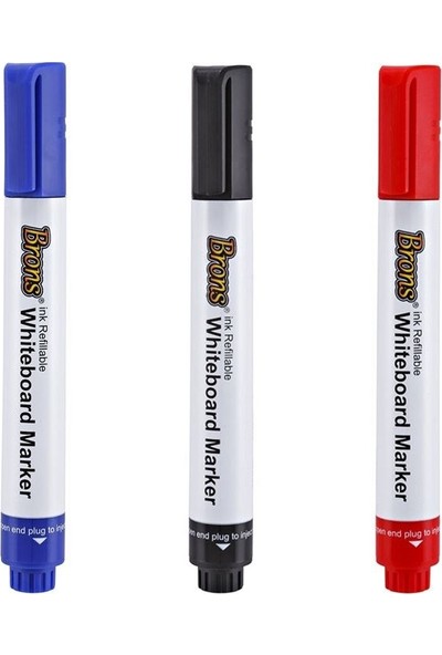 Brons Doldurulabilir Beyaz Tahta Kalemi 3'lü