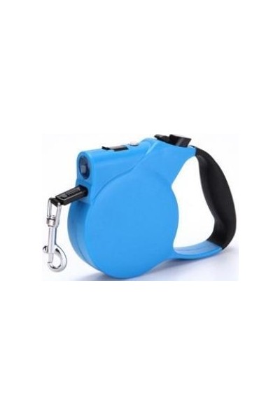 Sky Go Işıklı Makaralı Otomatik Köpek Tasması 3 Metre Mavi