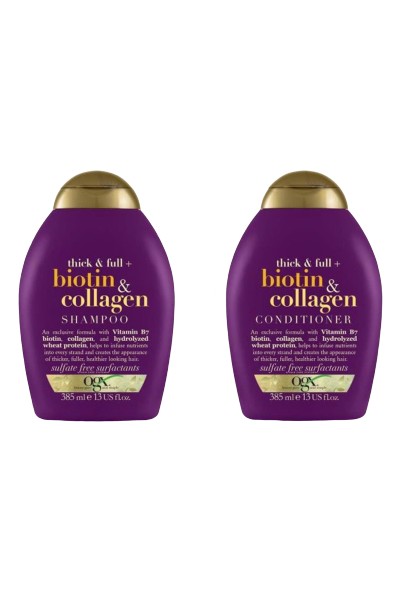 OGX Biotin&Kolajen Sülfatsız Şampuan 385ml + Bakım Kremi 385ml OGX Biotin&Kolajen Sülfatsız Şampuan 385ml + Bakım Kremi 385ml