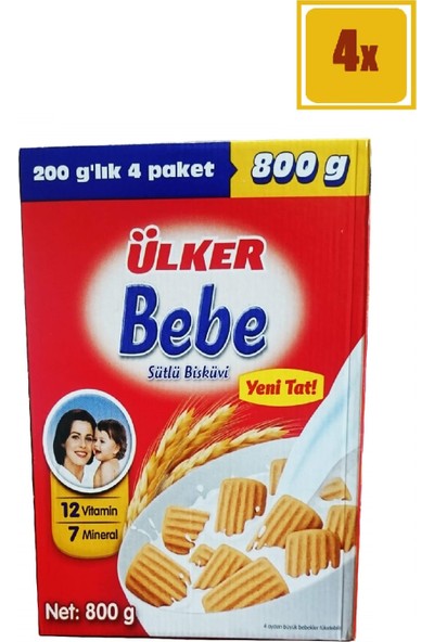 Ülker Bebe Sütlü Bisküvi 800 gr 4'Lü Set