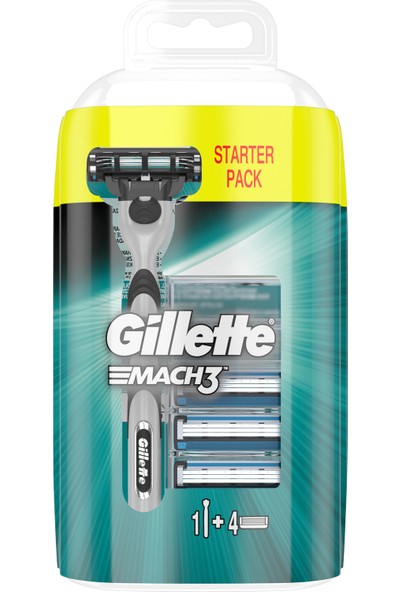 Gillette Mach3 Tıraş Makinesi + 4 Yedek Tıraş Bıçağı