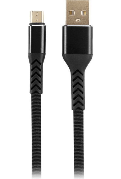 MF Product Jettpower 0003 Metal Başlıklı Örgülü 2.4A Micro Usb Hızlı Şarj Kablosu 2 m Siyah