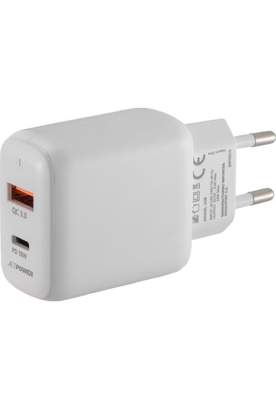 MF Product Jettpower 0357 Duvar Şarjı 18w Pd+Usb Beyaz MF Product Jettpower 0357 Duvar Şarjı 18w Pd+Usb Beyaz