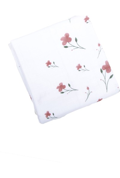 Cigit Kırmızı Çiçek Tek Kat Müslin Bebek Battaniye