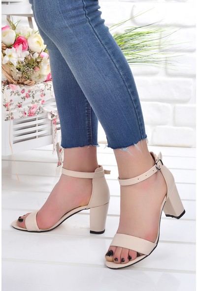 Ayakland Bsm 62 Cilt 7 cm Topuk Kadın Sandalet Ayakkabı Ten