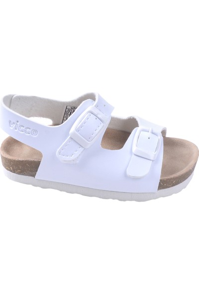 Vicco Last Metalik Unisex Bebe Beyaz Sandalet
