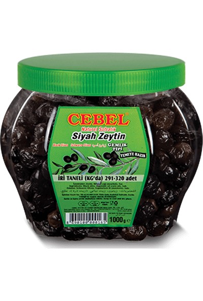 Cebel Siyah Zeytin İri Taneli 1 kg Cebel Siyah Zeytin İri Taneli 1 kg