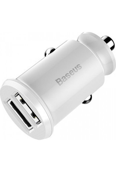 Baseus CCALL-ML02 Mini Dual USB 3.1A Max Çıkışlı Hızlı Araç Şarj Başlığı - Beyaz Baseus CCALL-ML02 Mini Dual USB 3.1A Max Çıkışlı Hızlı Araç Şarj Başlığı - Beyaz