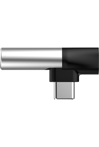 Baseus L41 Type C Aux Ve Şarj Adaptörü Gümüş Siyah