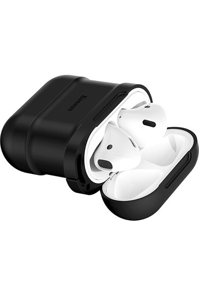 Baseus Apple AirPods Kulaklık Kılıfı ve Kulaklık Askısı - Siyah - TZARGS-01 Baseus Apple AirPods Kulaklık Kılıfı ve Kulaklık Askısı - Siyah - TZARGS-01