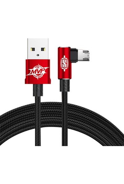 Baseus CAMMVP-B MVP Dirsek Uçlu Micro USB 1.5A Oyuncu USB Kablo 2 m - Kırmızı Baseus CAMMVP-B MVP Dirsek Uçlu Micro USB 1.5A Oyuncu USB Kablo 2 m - Kırmızı