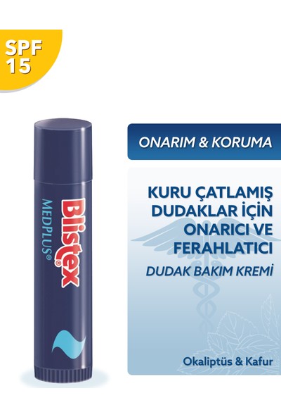 Blistex MedPlus Stick SPF 15 Kuruyan ve Çatlayan Dudaklara Yoğun Bakım Blistex MedPlus Stick SPF 15 Kuruyan ve Çatlayan Dudaklara Yoğun Bakım