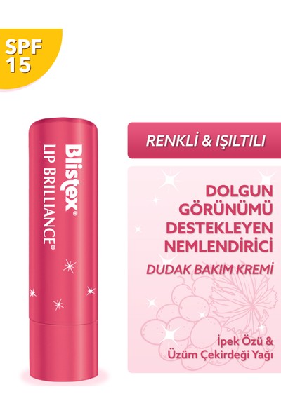 Blistex Lip Brilliance SPF 15 Renk ve Işıltı Etkili Nemlendirici Dudak Bakım Blistex Lip Brilliance SPF 15 Renk ve Işıltı Etkili Nemlendirici Dudak Bakım
