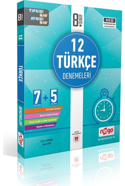 Nego Yayınları 8.Sınıf Türkçe 12'li Branş Deneme