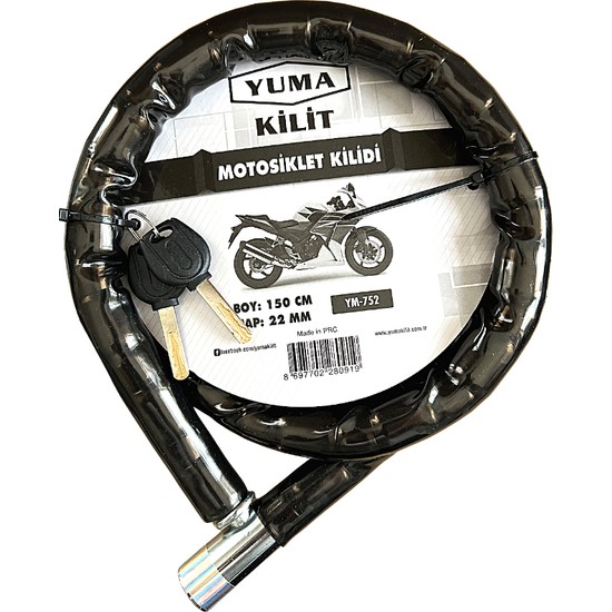 Yuma Kilit Yuma Motorsiklet Kilidi Anahtarlı Körüklü Siyah ( Fiyatı