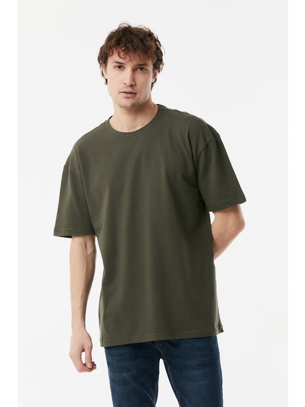 Fulla Moda Waffle Kumaş Bisiklet Yaka Oversize Tişört Fiyatı