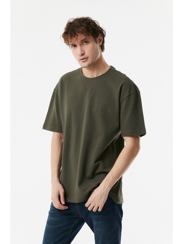 Fulla Moda Waffle Kumaş Bisiklet Yaka Oversize Tişört Fiyatı