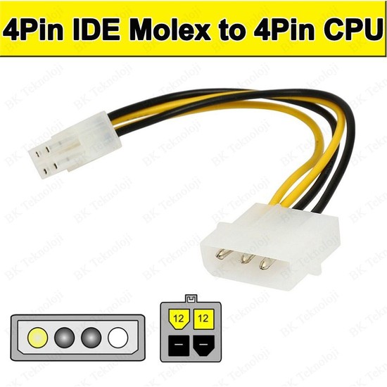 BK Teknoloji 4 Pin Molex - Atx P4 Cpu 4-Pin 12V Psu Güç Fiyatı