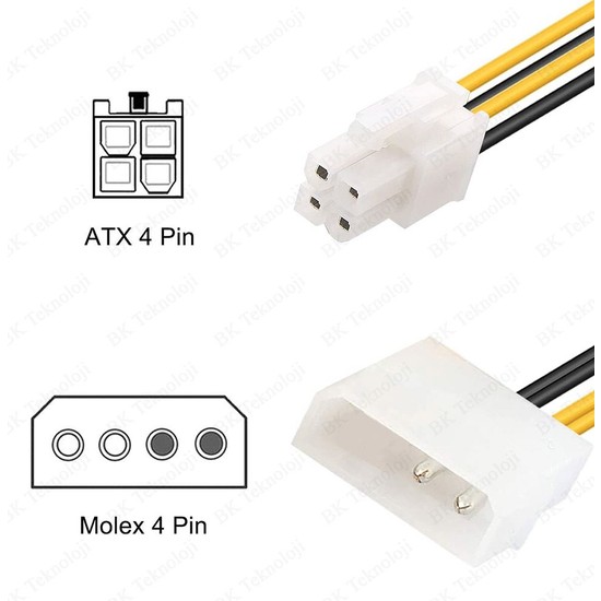 BK Teknoloji 4 Pin Molex - Atx P4 Cpu 4-Pin 12V Psu Güç Fiyatı
