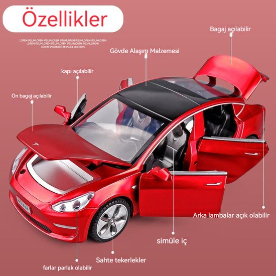 Oloey Tesla Model3 Araba Modeli Oyuncak Araba Modeli (Yurt Fiyatı
