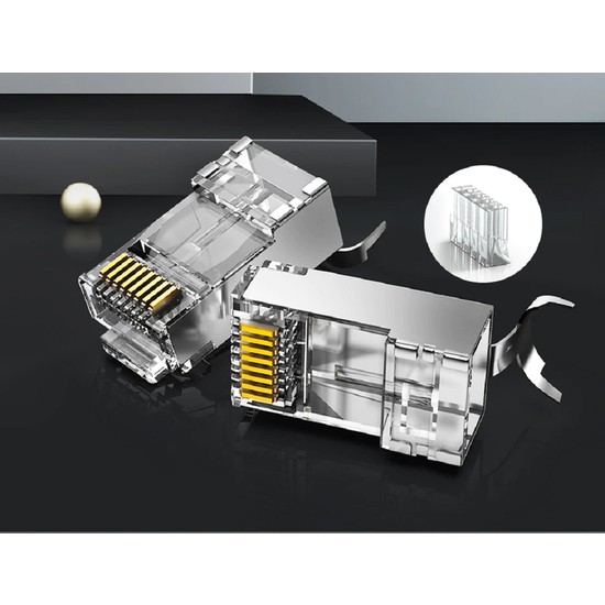Ata Elektronik 5 Adet - Cat5 Cat6 Cat7 Metal Konnektör RJ45 Internet ...