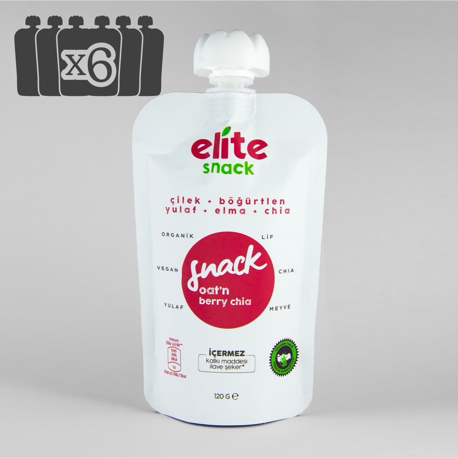 Elite Snack Organik Yulaflı Çilekli Atıştırmalık 6 x 120 gr Fiyatı
