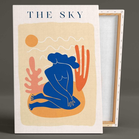 SML Tablo Yaz Sahil The Sky Ilüstrasyon Boho Tasarım Line Fiyatı