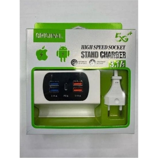 4 Port USB 3.1 Amper 1 Port Type-C Girişli Telefon Standlı Fiyatı