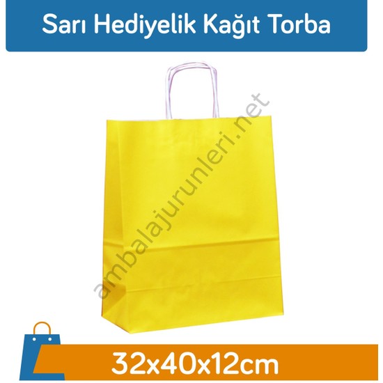 Gizpak Sarı Hediyelik Kağıt Torba 32X40X12CM 50 Adet Fiyatı