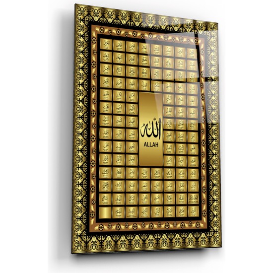 Acres Esmaül Hüsna (Allah'ın 99 Ismi) Cam Tablo - Islami Fiyatı