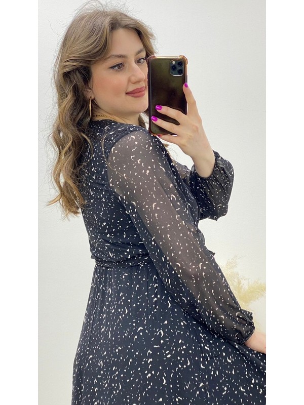 Mazi Butik Maksi Çakıllı Şifon Elbise Siyah10 Fiyatı