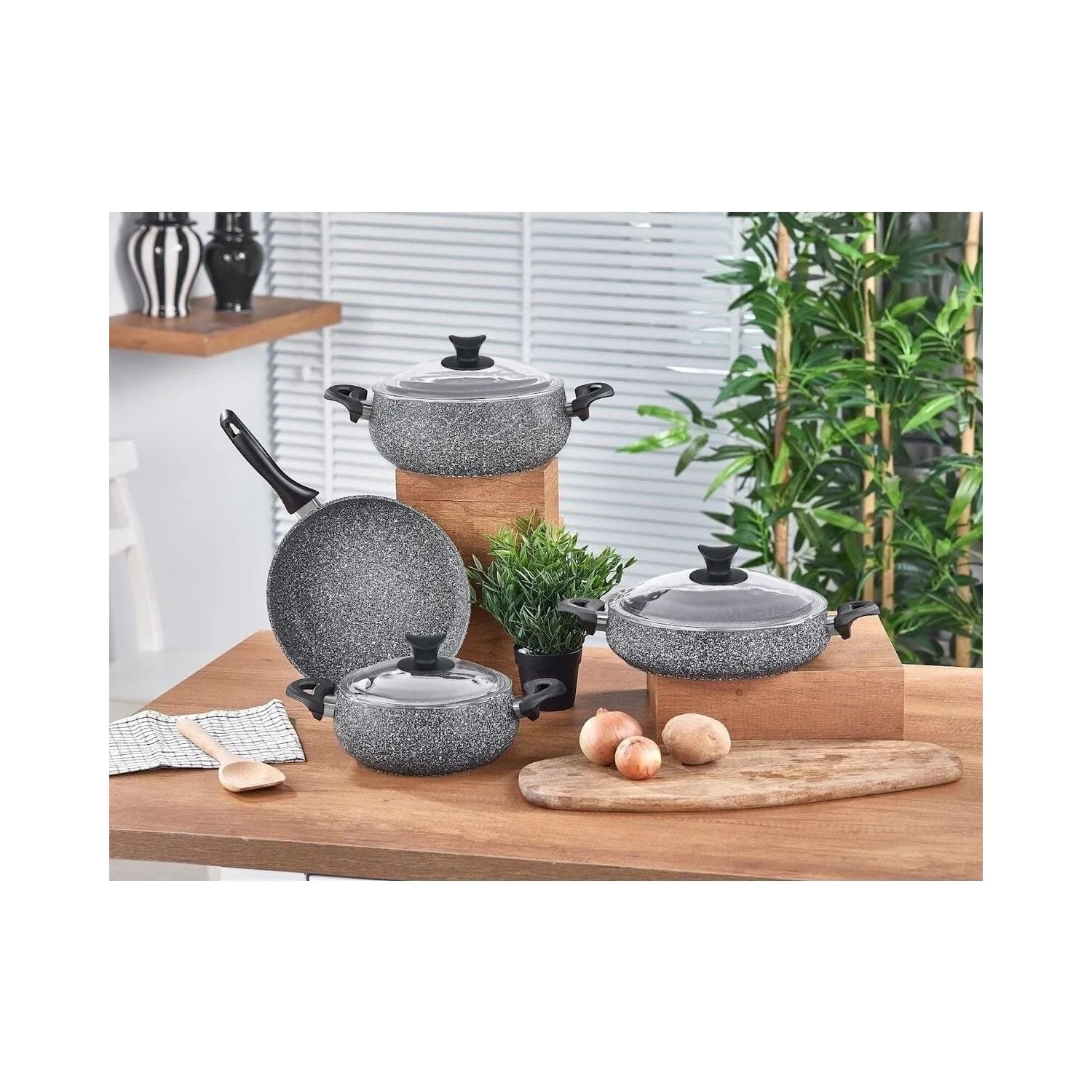 Taç Mastercook Tombik 7 Parça Seti Gri TAC-3820 Fiyatı