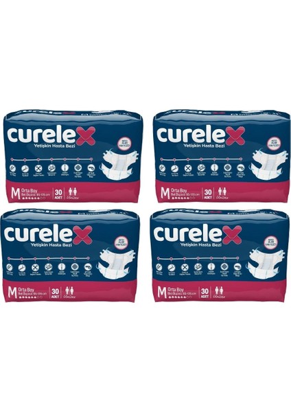 Curelex Yetişkin Hasta Bezi Medium Ekonomik Orta Boy 30'lu - Fiyatı