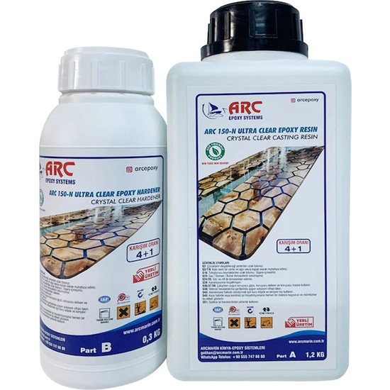 Arc Epoksi +2c-1,2 Kg + 0,3 kg Şeffaf Reçine İç Dış Mekan Fiyatı
