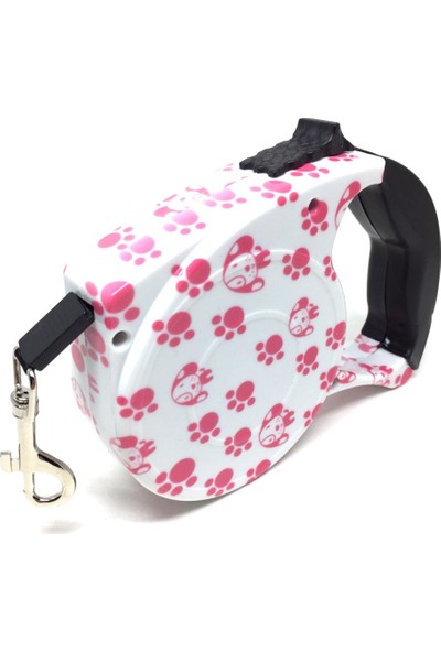 Jetfast Makaralı Otomatik Yürütme Kilit Sistemli Köpek Tasması Pati Desenli 5 Metre Kayış