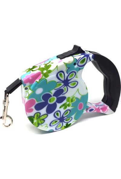 Jetfast Makaralı Otomatik Yürütme Kilit Sistemli Köpek Tasması Çiçek Desenli 5 Metre Kayış