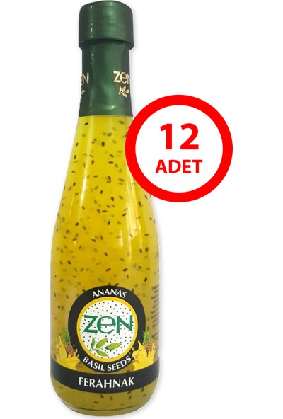 Zen Basil Ananas Fesleğen Tohumlu Içecek 330 ml x 12 Adet Zen Basil Ananas Fesleğen Tohumlu Içecek 330 ml x 12 Adet