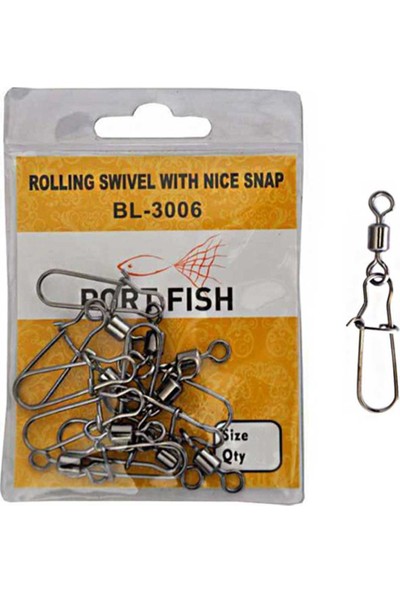 Portfish Rolling Swivel With Nice Snap Klipsli Fırdöndü Portfish Rolling Swivel With Nice Snap Klipsli Fırdöndü