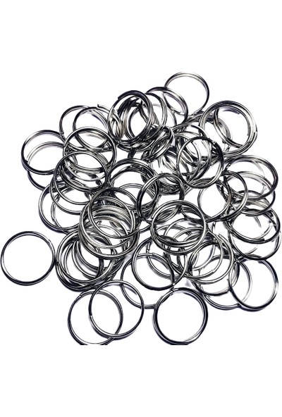 Platin Gümüş Renk Metal Makrome Anahtarlık Halkası 100 Adet