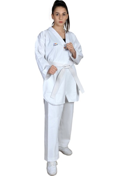 Haşado Taekwondo Beyaz Yaka Fitilli Acemi Elbise Haşado Taekwondo Beyaz Yaka Fitilli Acemi Elbise