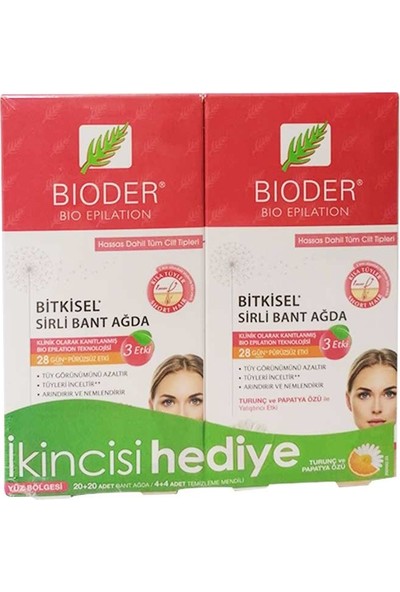 Bioder Epiten Yüz Için Sirli Bant Ağda Bantları 1+1 Bioder Epiten Yüz Için Sirli Bant Ağda Bantları 1+1