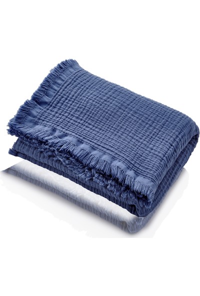 Babyjem Müslin Saçaklı Örtü Mavi Babyjem Müslin Saçaklı Örtü Mavi