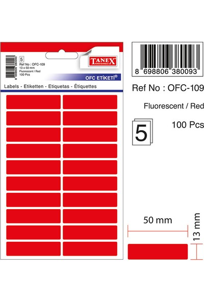 Ofc-109 Flo Kırmızı Ofis Etiketi 50 Ad-10-Lu Poşet Ofc-109 Flo Kırmızı Ofis Etiketi 50 Ad-10-Lu Poşet