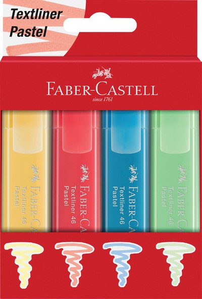 Faber-Castell Fosforlu Kalem 46 Pastel R 4'lü Karton Faber-Castell Fosforlu Kalem 46 Pastel R 4'lü Karton