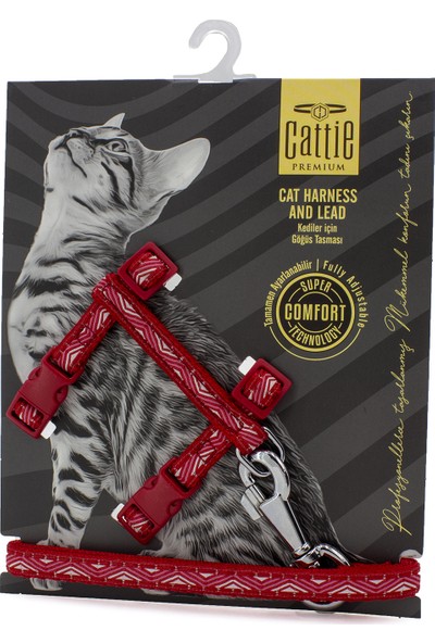 Cattie Özel Desenli Dokumadan El Yapımı Kedi Göğüs & Gezdirme Takımı